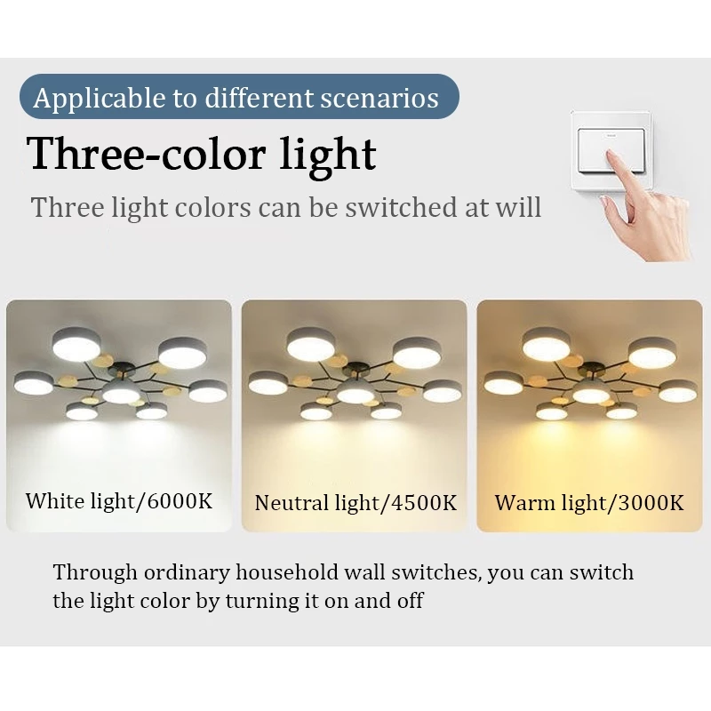 TEECK LED Macaroon Ceiling Light Modern Tricolour Chandelier Semi Flush ...