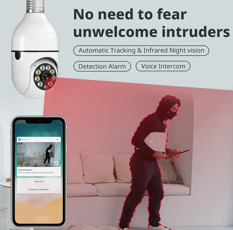 Wireless Security Camera Rotates 360 Full Night Kit Vision Camera ...