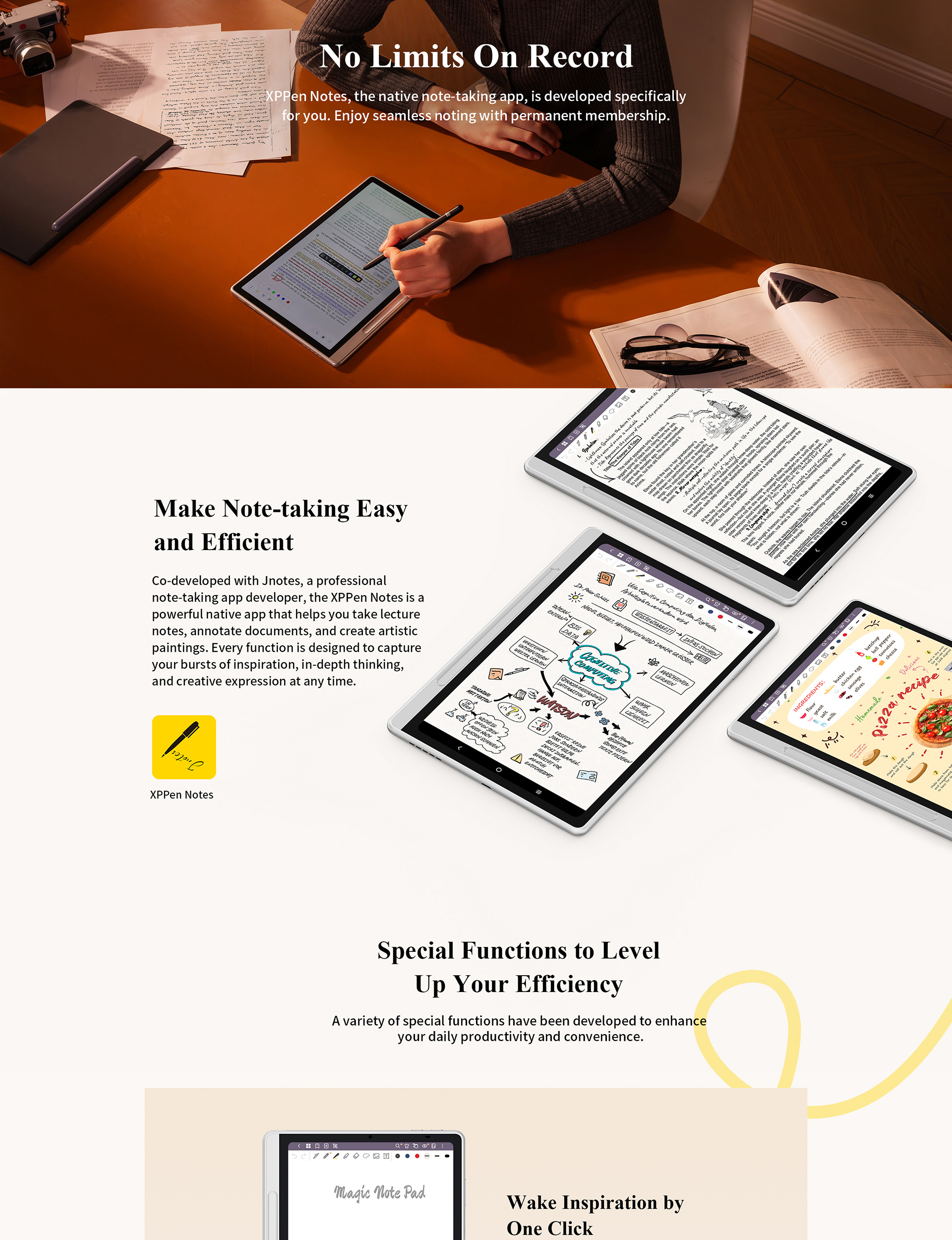 XPPen Magic Note Pad 128GB World-first 3-in-1 Color Note Pad & E Note ...