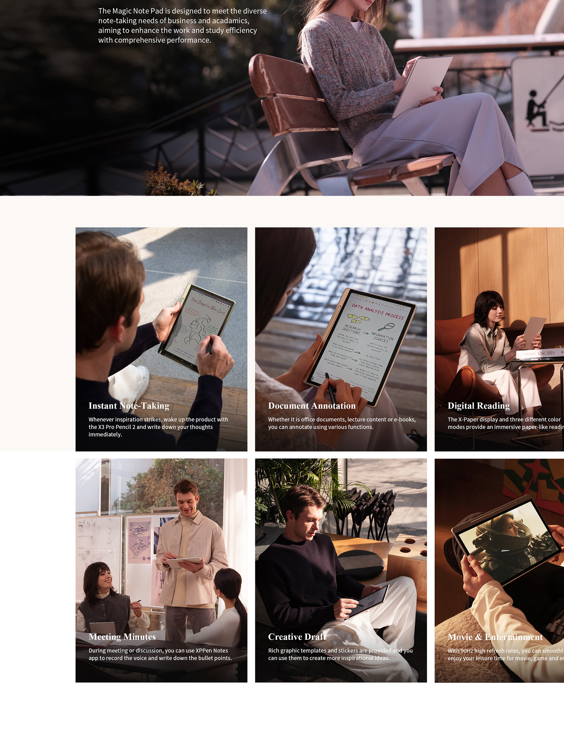 XPPen Magic Note Pad 128GB World-first 3-in-1 Color Note Pad & E Note ...
