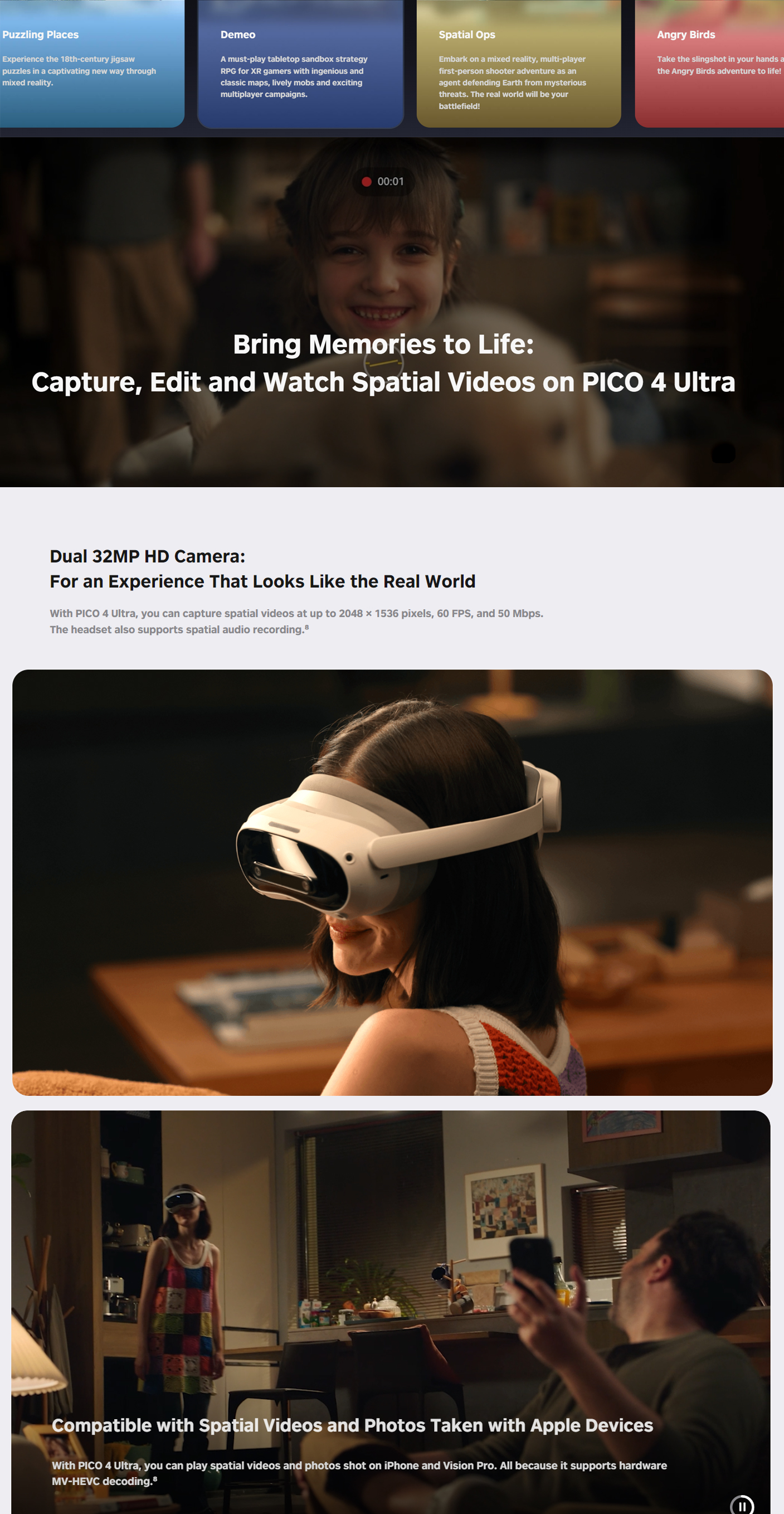 PICO 4 Ultra VR Headset 12GB + 256GB MR Mixed Reality All-in-one ...