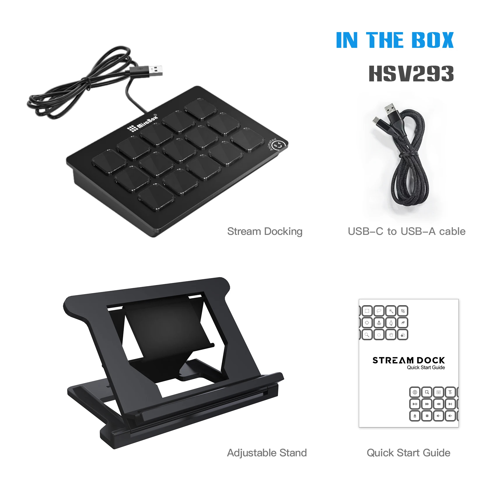 Mirabox 293 V3 Stream Deck Mini Visual Keyboard 15Keys StreamDeck LCD Button Live Content ...