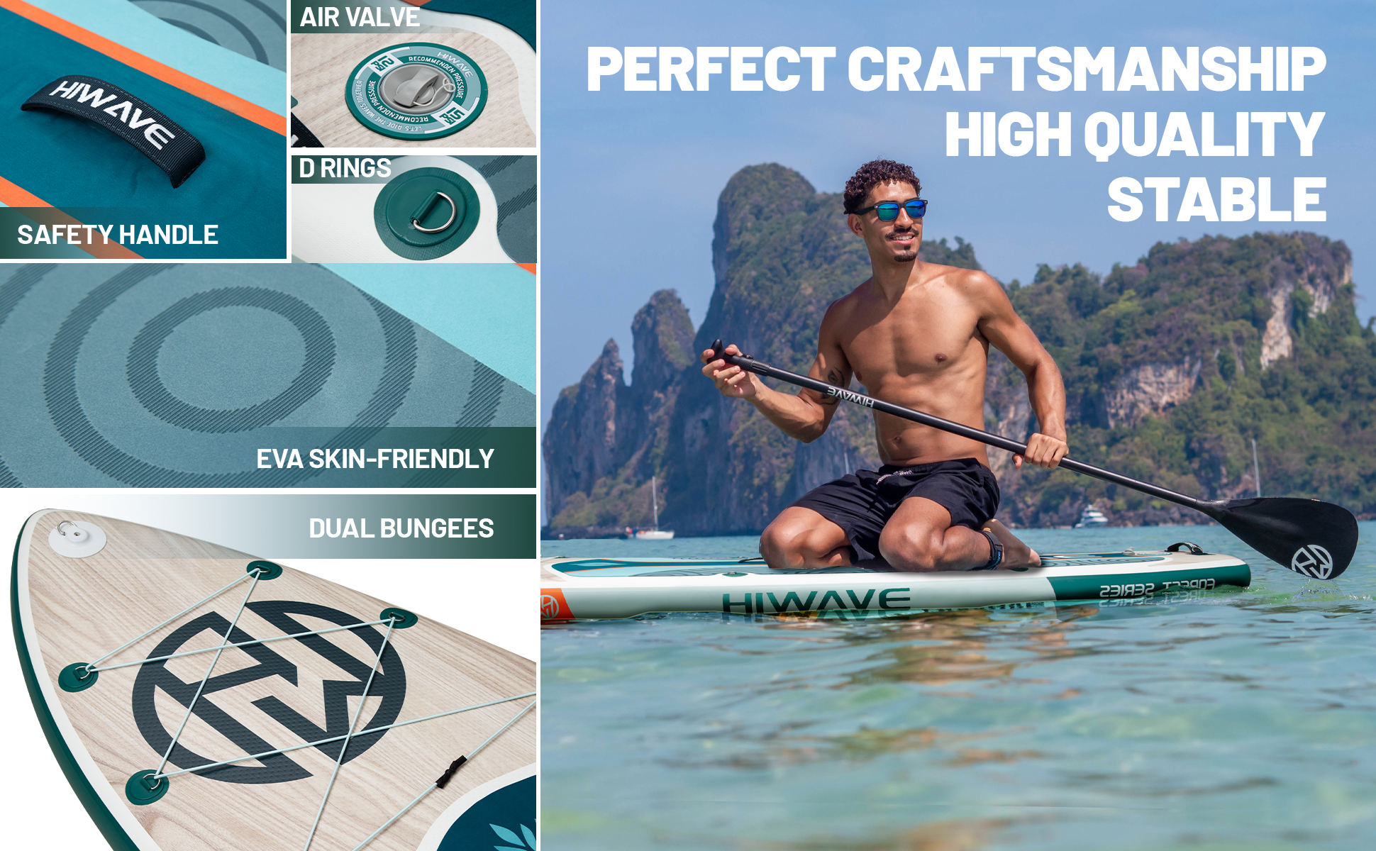 HIWAVE Inflatable Surfboard Stand Up Paddle Board 11'*34''*6'' Extra ...