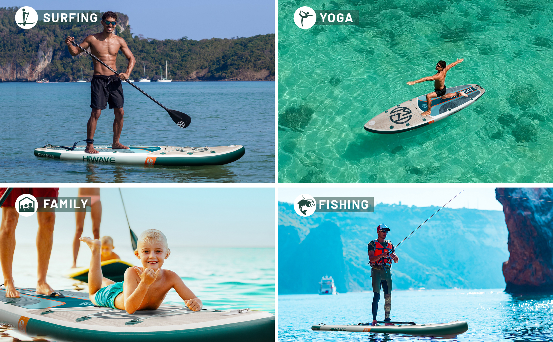 HIWAVE Inflatable Surfboard Stand Up Paddle Board 11'*34''*6'' Extra ...