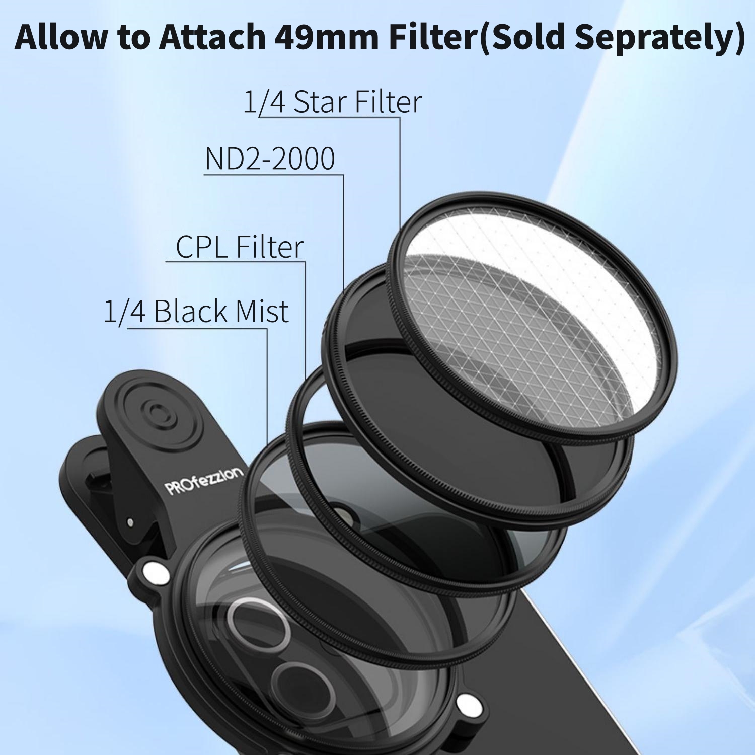 PROfezzion Phone Filter Clip & Cell Phone Lens Hood Filter Adapter ...