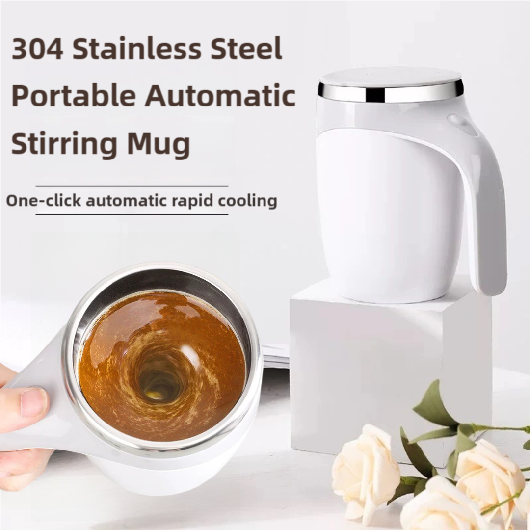 380ML 304 Staineless Steel Self Stirring Coffee Mug with Cover Rechargeable Automatic Stirring ...