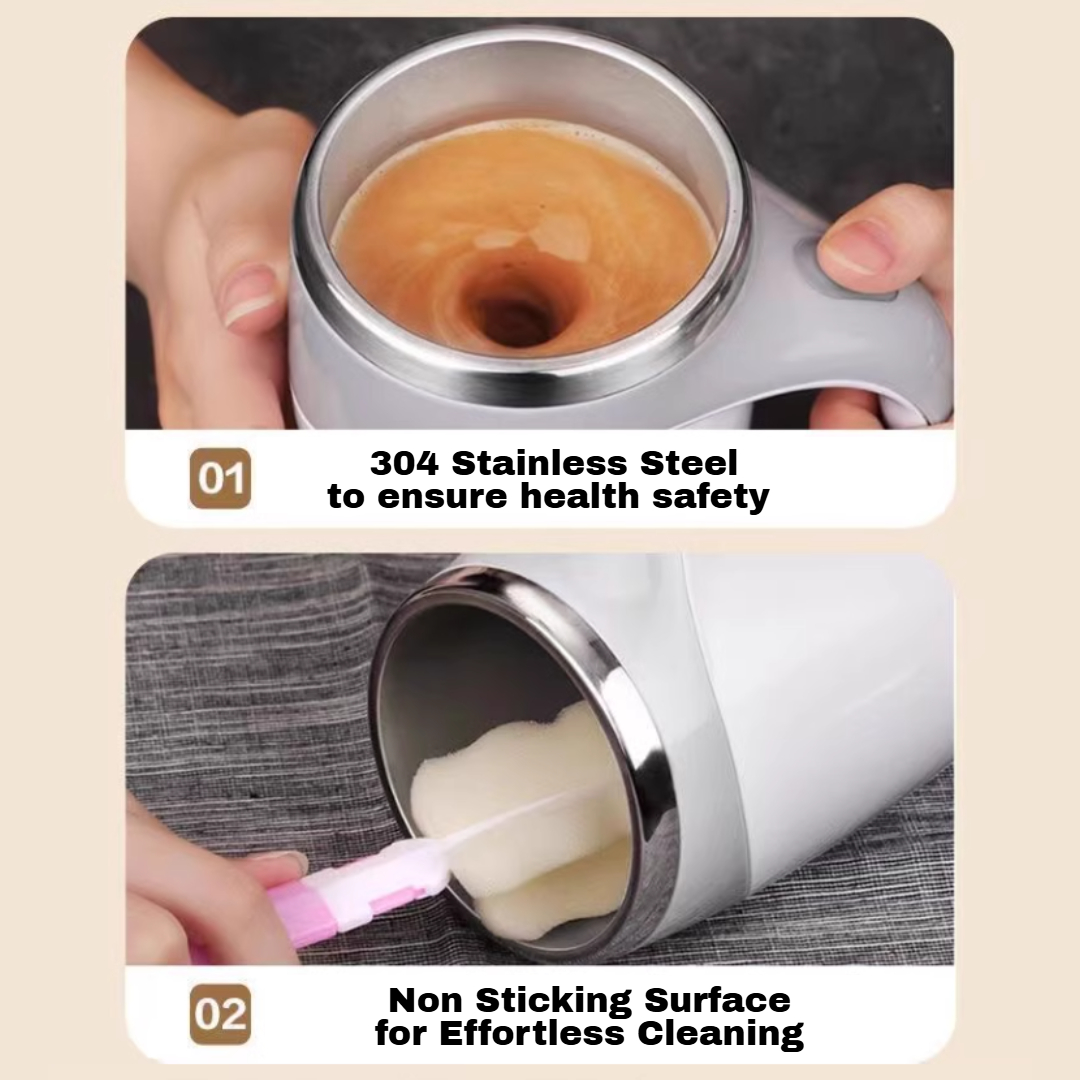 380ML 304 Staineless Steel Self Stirring Coffee Mug with Cover Rechargeable Automatic Stirring ...