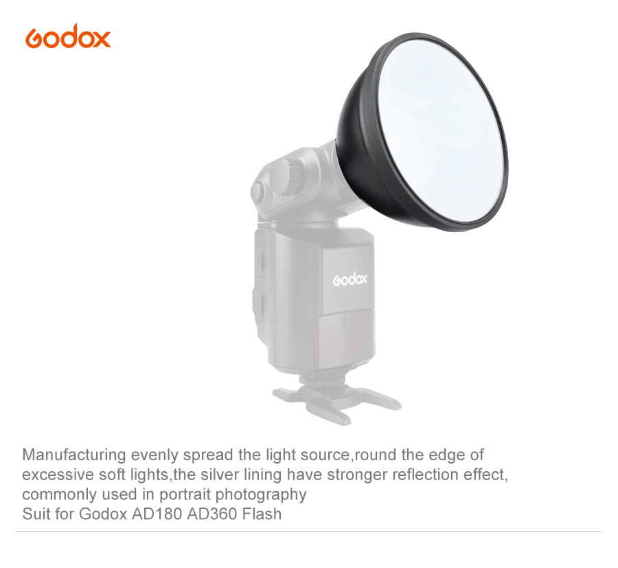Godox AD-S2 Standard Reflector with Soft Diffuser for Godox AD200 AD180 ...