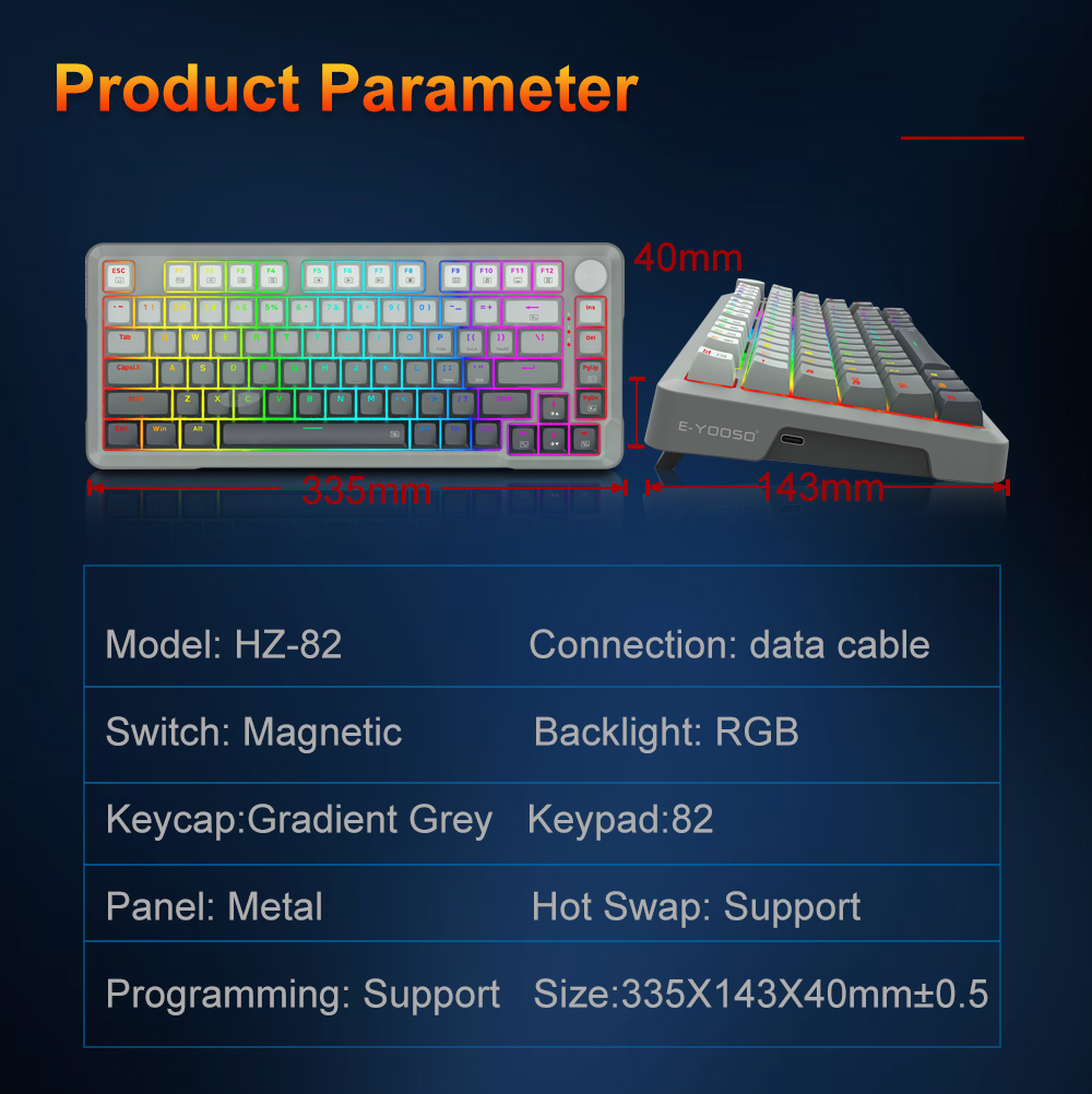 E-YOOSO Hz82 RGB USB 8K Mechanical Gaming Keyboard Magnetic Switch ...