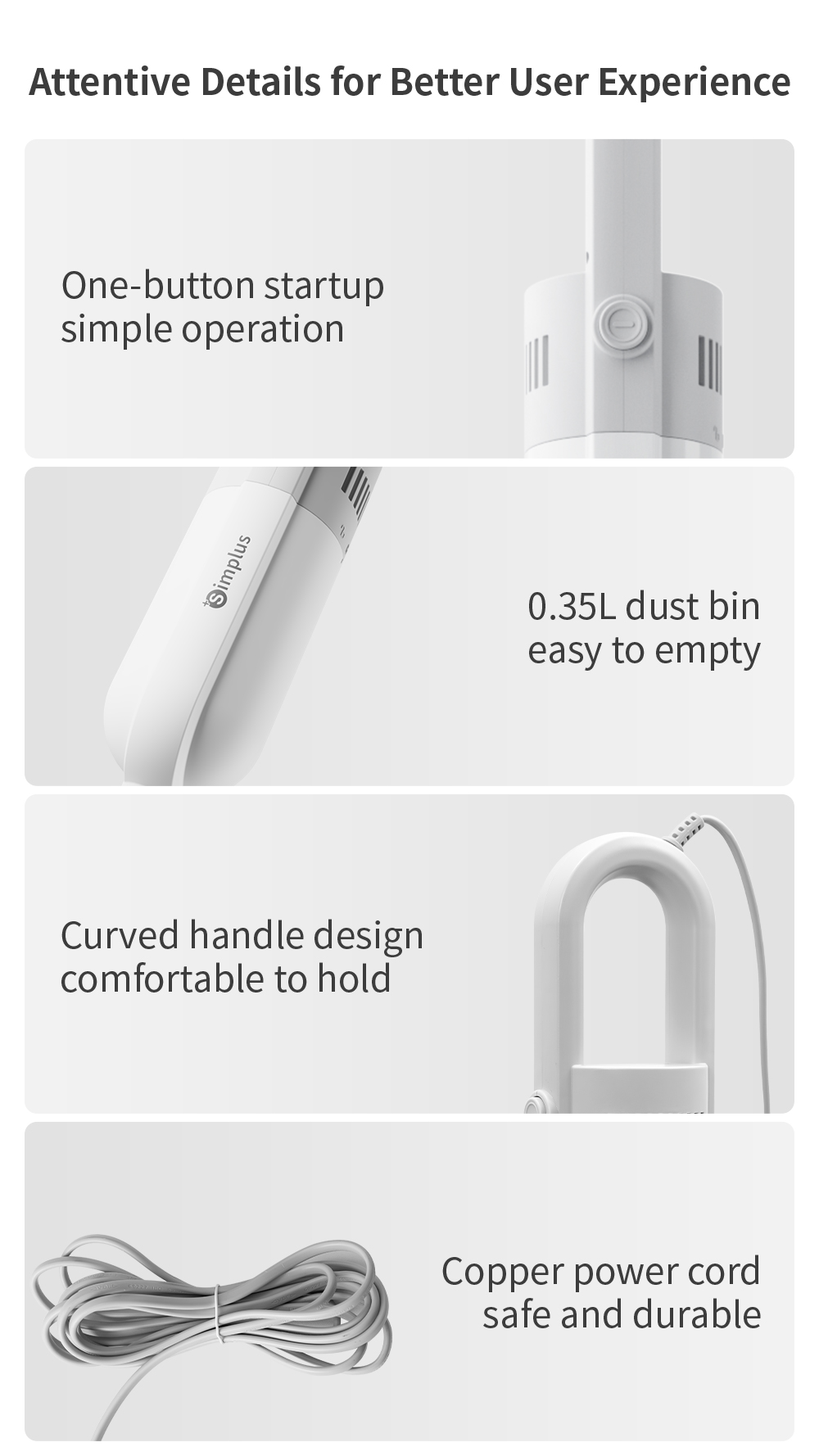 Simplus Vacuum Cleaner for Home Handheld Vacuum Strong Suction ...