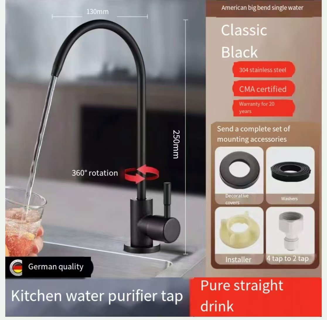 1/4 Inch Faucet 304 Stainless Steel For Kitchen Sink Water Purifier ...