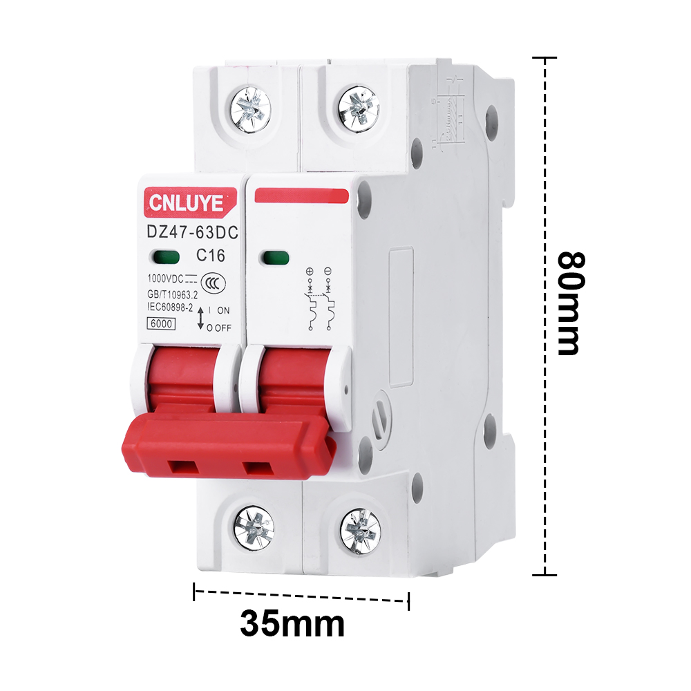 DC MCB Miniature Circuit Breakers 1000V 2P 63A 40A 32A 16A Air Switch For PV Photovoltaic Solar ...