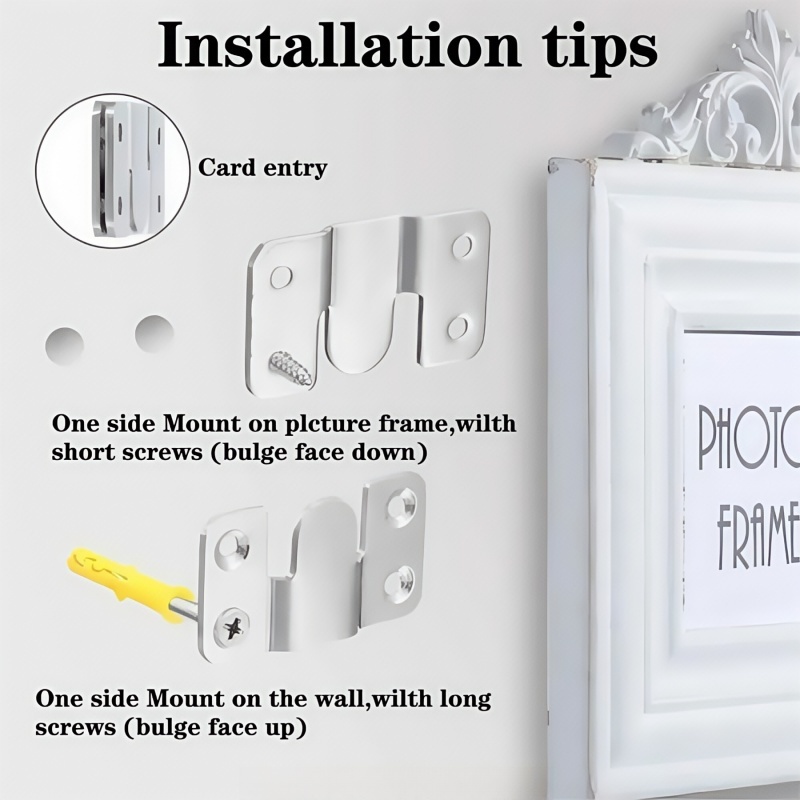 Flush Mount Photo Frame Hook Clip Interlock Bracket Hanging Wall ...
