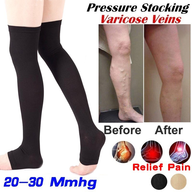 Varicose Veins Socks Compression Stocking Below Knee Closed Toe 30 ...