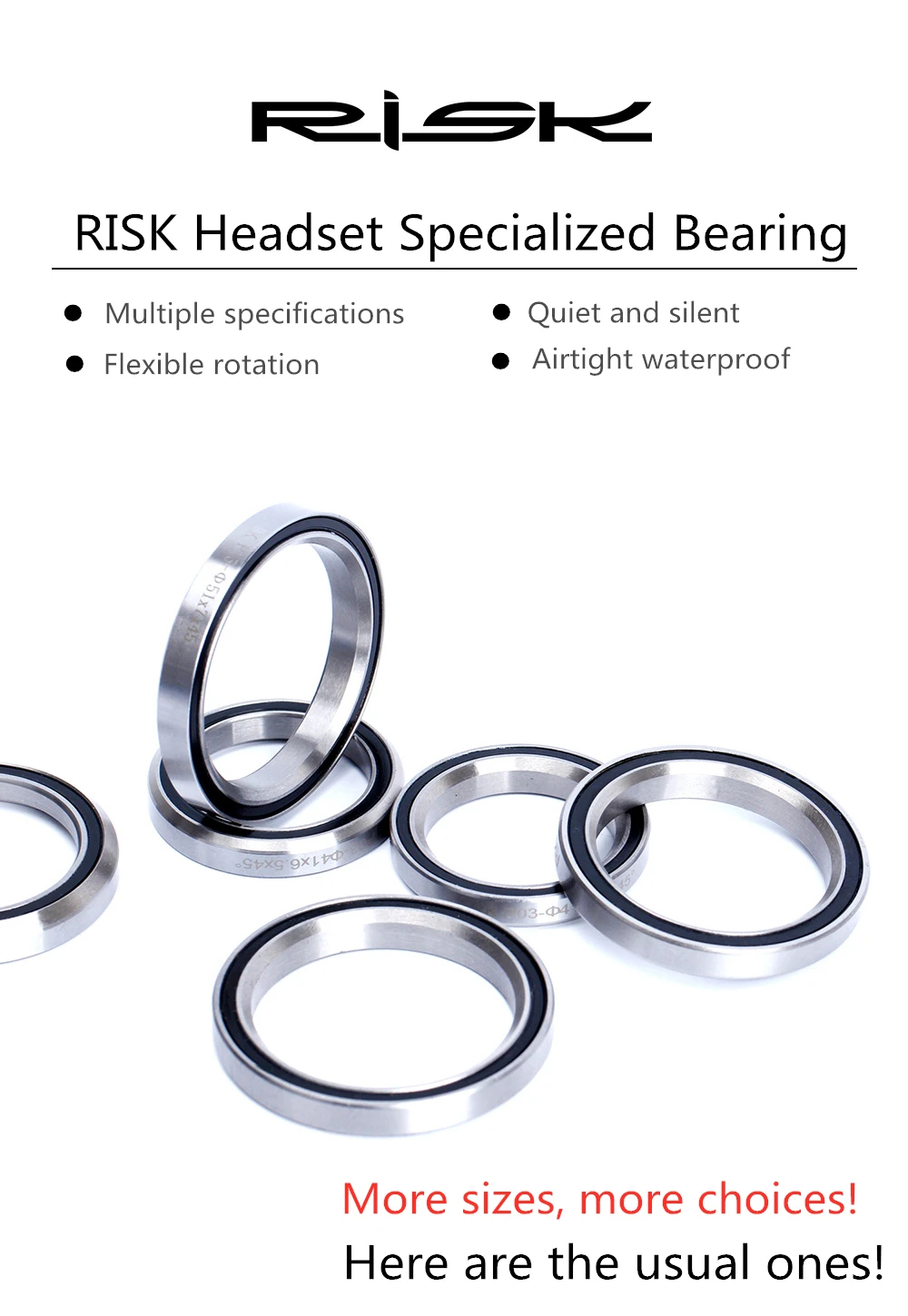 RISK Bicycle Headset Bearing for 28.6/44/30mm Mountain Road Bike ...