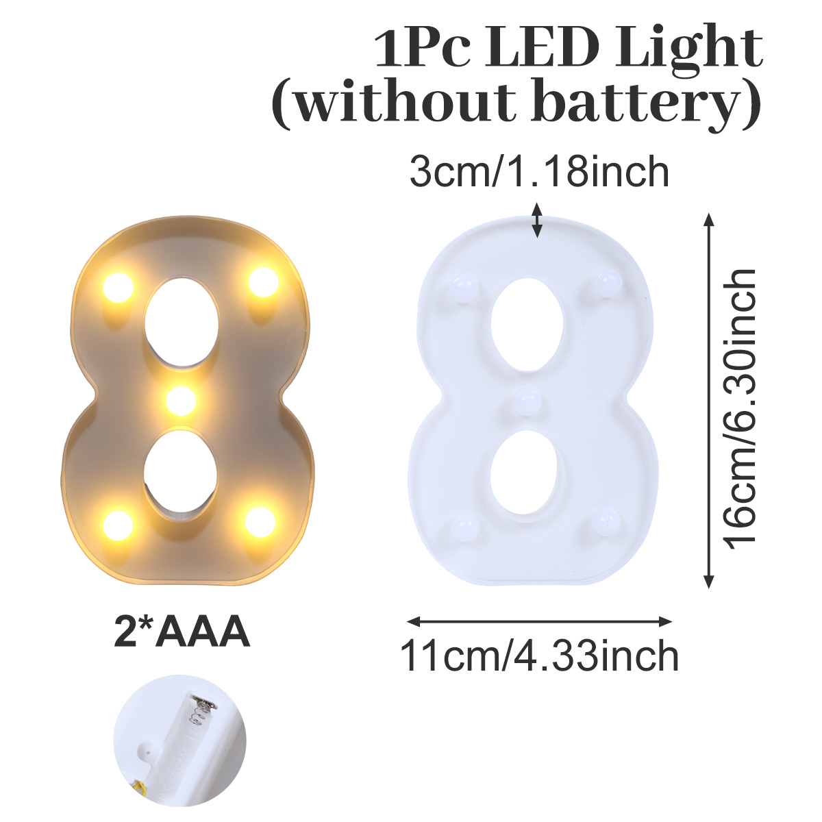 16cm LED Light Number Birthday Party Needs Battery Operated Warm Light ...