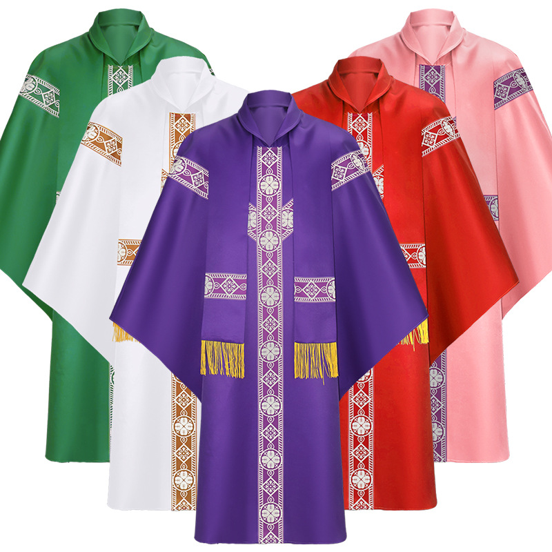 Catholic Priest Chasuble Church Mass Cosplay Vestment Robe Chasuble ...