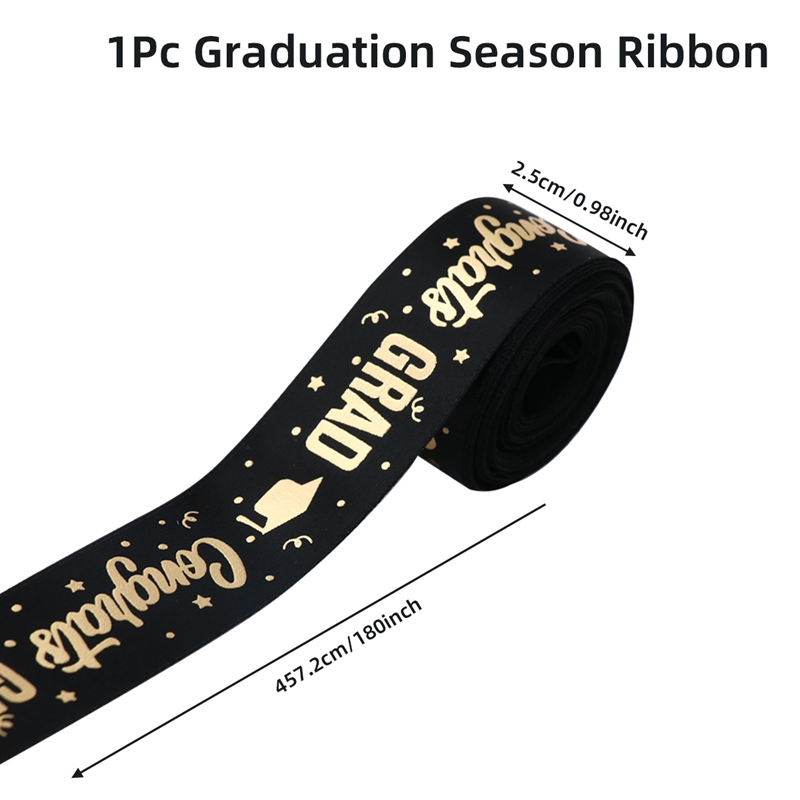 Graduation Ribbon Congrats Grad Black Gold Ribbon Class of 2025 ...