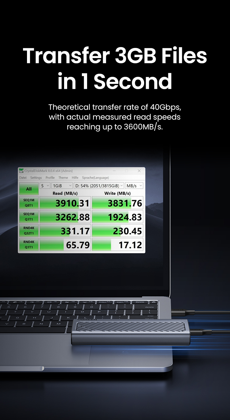 UGREEN 40Gbps M.2 NVME SSD Enclosure Computer Adapter USB 4 NVMe ...