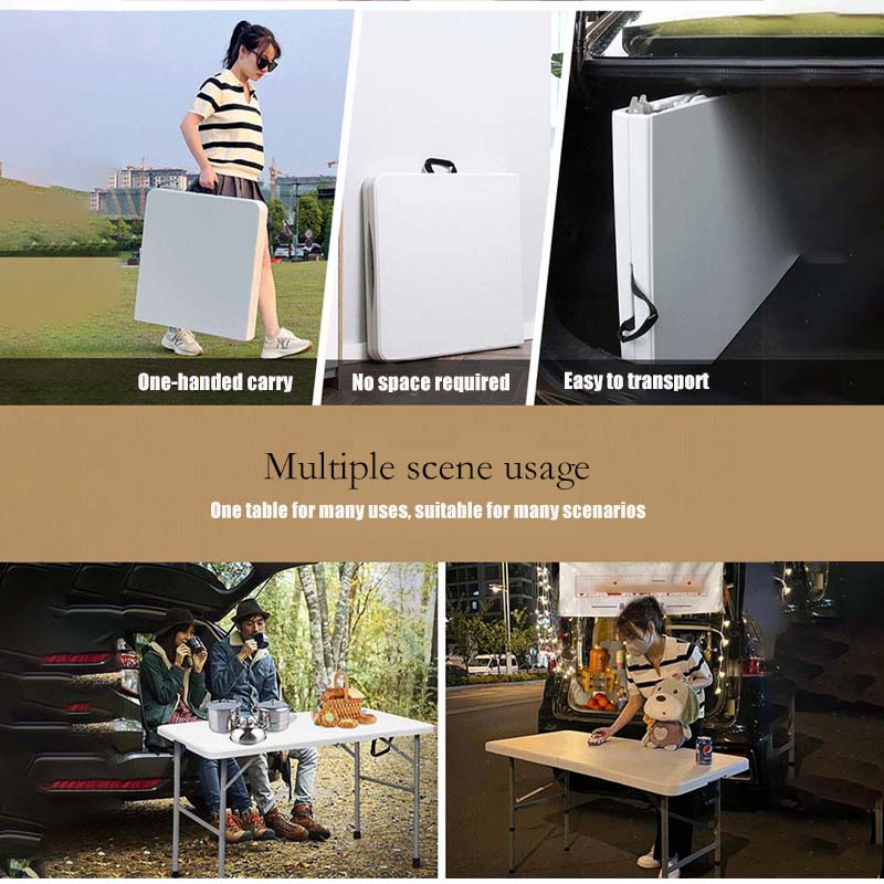 Heavy Duty Folding Table 4FT Fold-in-half Table White Steel Residential ...