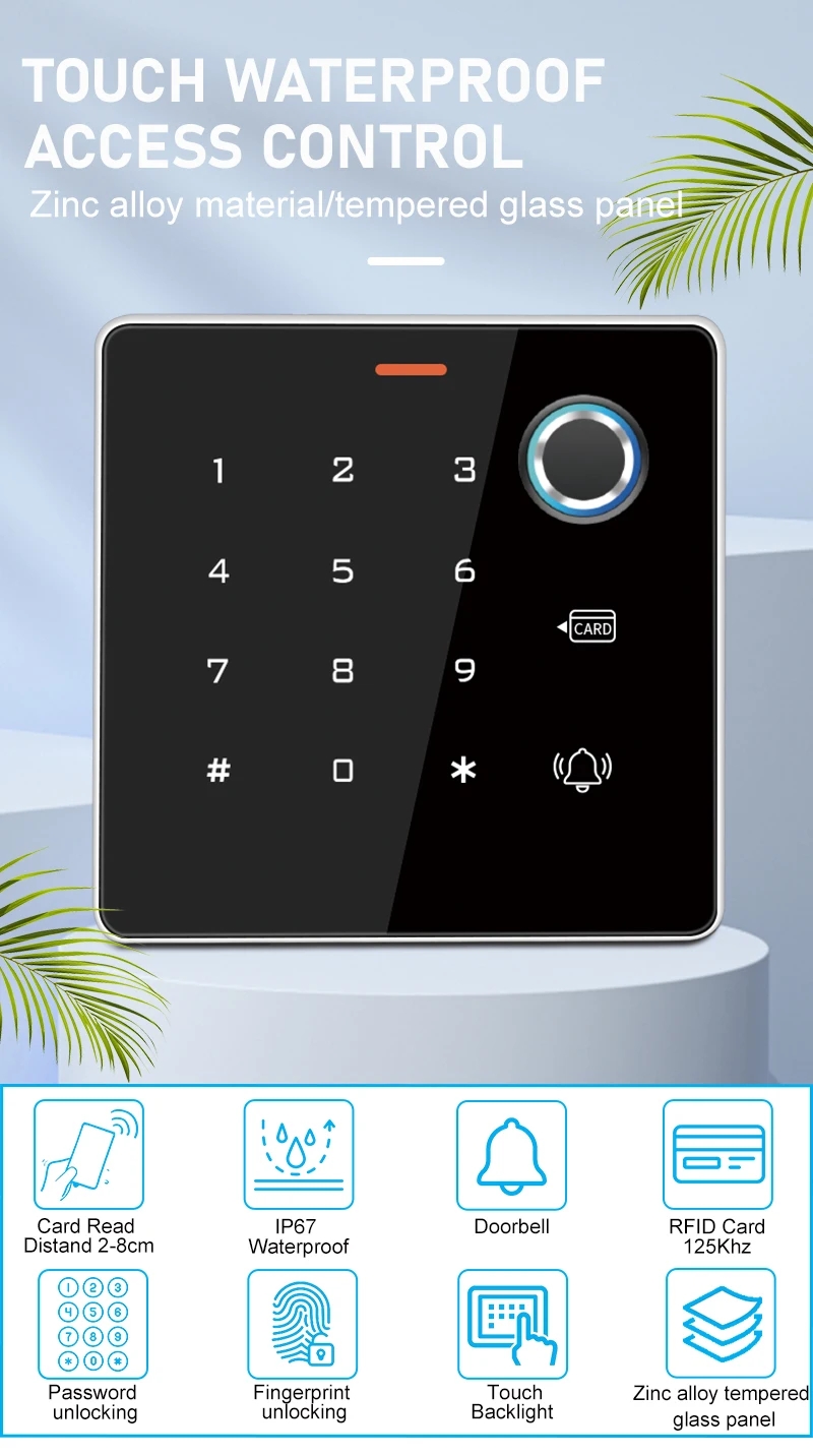 Zinc Alloy Backlight Touch Access Control Keypad IP67 Waterproof ...