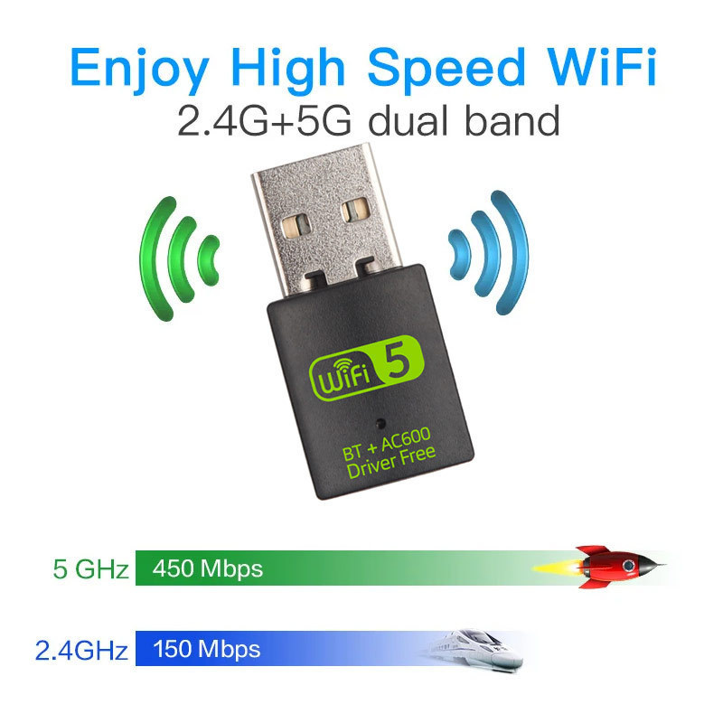 WiFi Bluetooth Adapter 2-in-1 600Mbps USB Receiver 2.4G Bluetooth V5.0 Network Card | Shopee ...