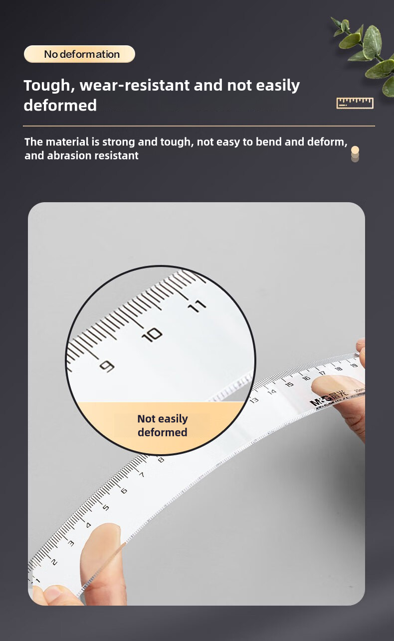 M&G Straight ruler 15/20/30cm transparent thickened transparent plastic ...