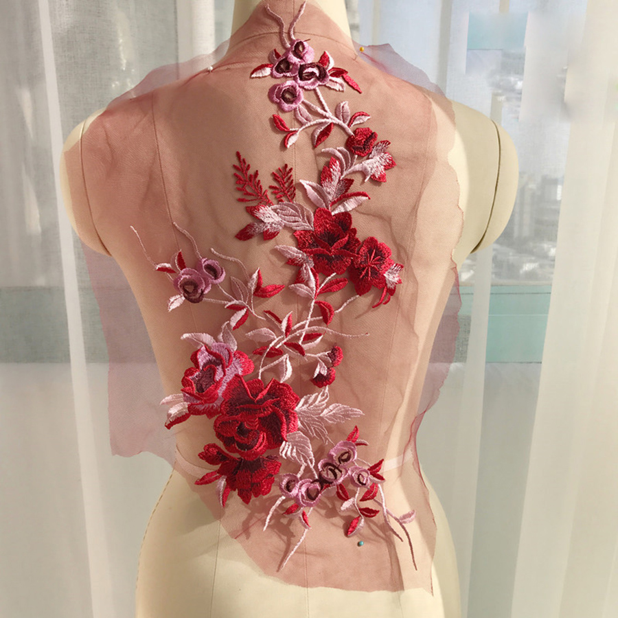 1 Set Flower Embroidery Patch For Wedding Dress Clothing Sew On Floral ...