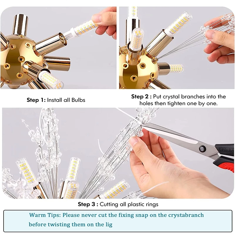 TEECK Modern Minimalist Crystal Hanging Lamp Gold Gypsophila Chandelier ...