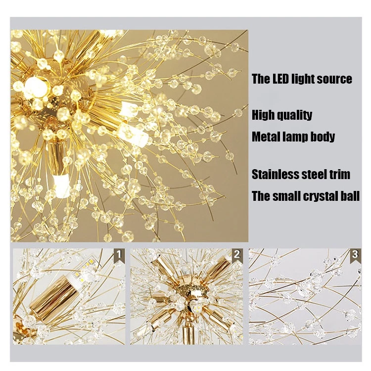 TEECK Modern Minimalist Crystal Hanging Lamp Gold Gypsophila Chandelier ...