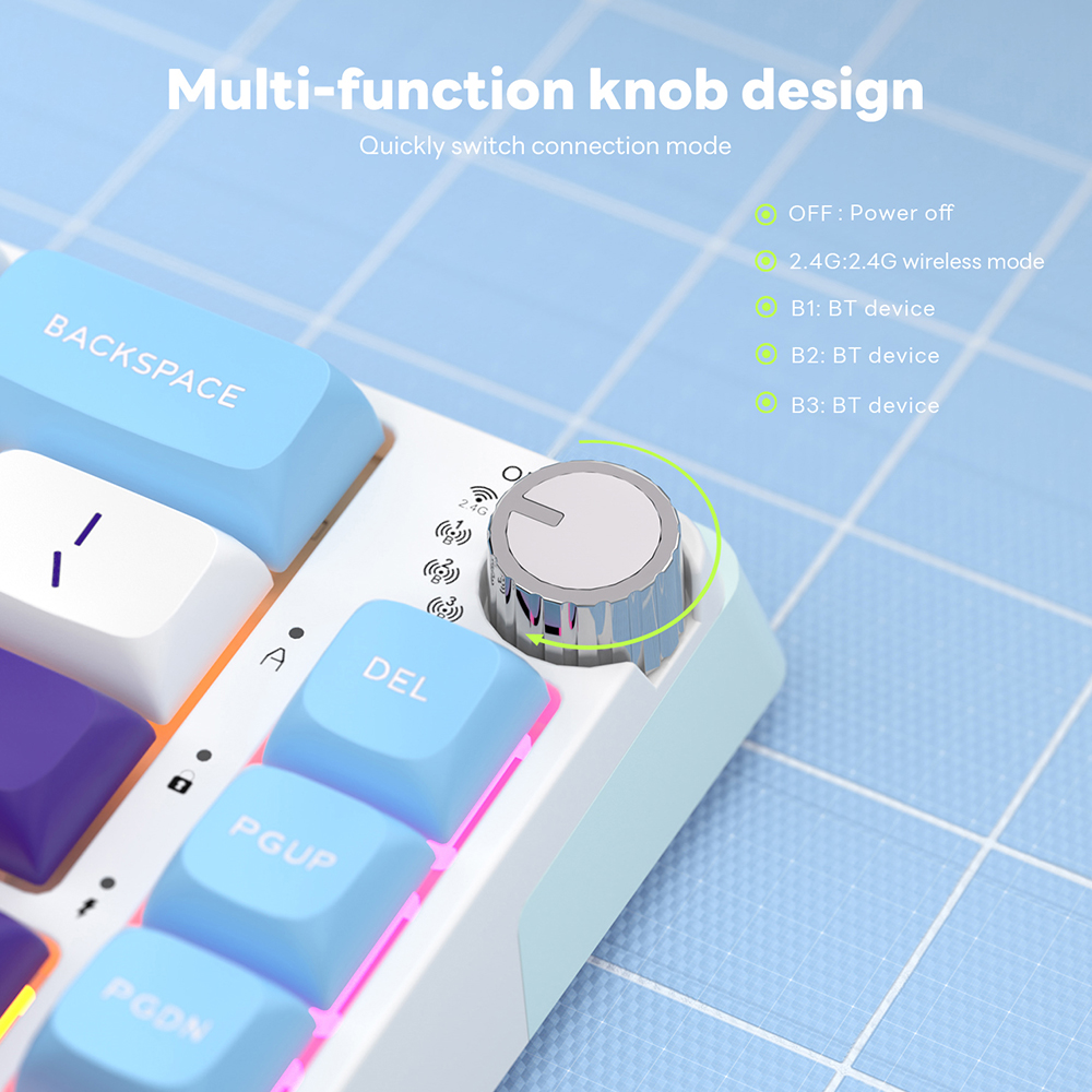 KZZI K68 PRO Nezuko Purple 75% Mechanical Gaming Keyboard Hot Swappable Gasket Mount RGB Custom ...