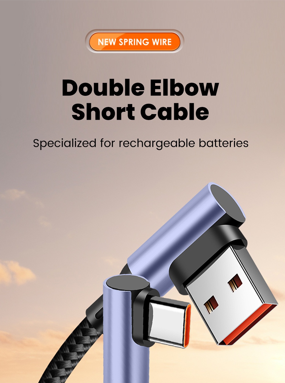 15/30cm 6A Short Cable 90 Degree Elbow USB A Type C to Type C Cable ...