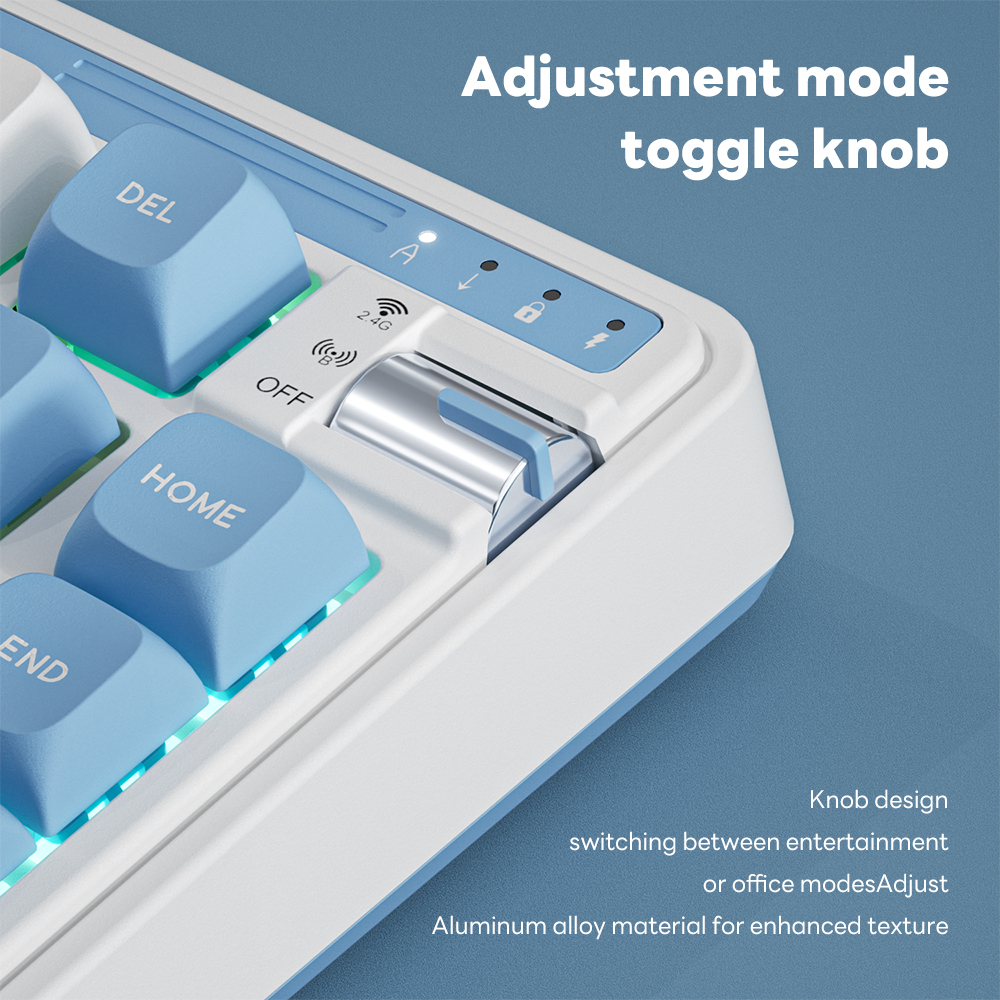 KZZI K75 Lite Blue Sea Wireless 75% Gasket Mount RGB Gaming Keyboard 3-Mode BT 5.0/2.4G/USB-C ...