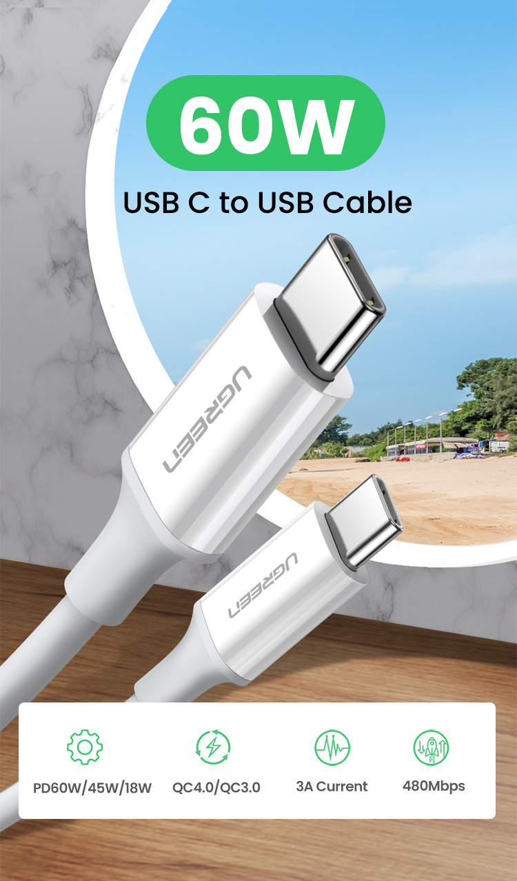 UGREEN USB C to USB Type C Cable 60W for Samsung MacBook iPad Pro USB Type C Charging Cable 3A ...