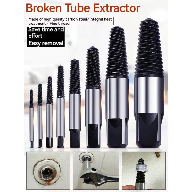 8-piece set of broken head screws extractor, faucet triangle valve ...