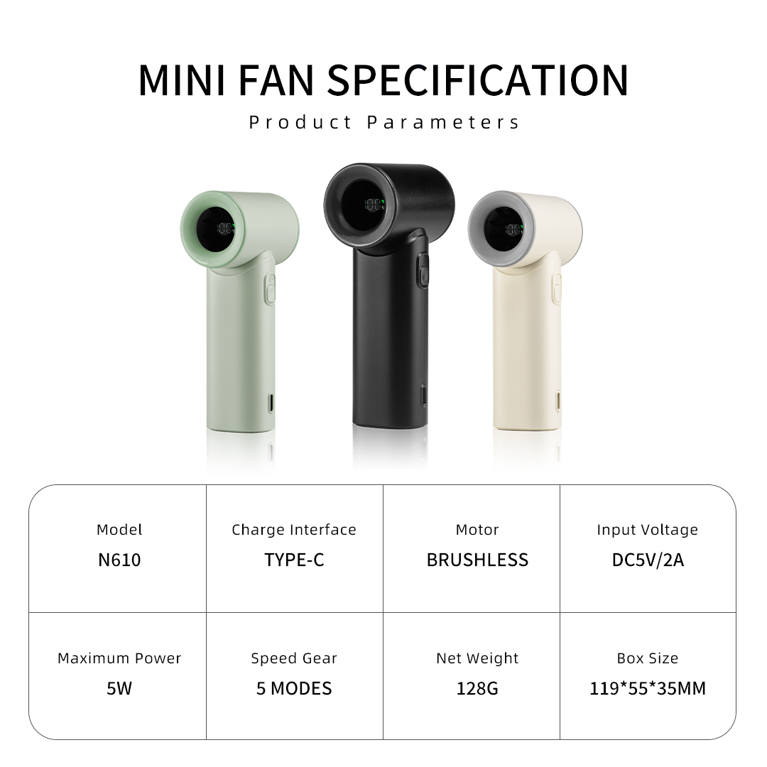 NSS Mini Portable Fan 5 Speed Strong Wind Adjustable Cooling Handy Fan ...