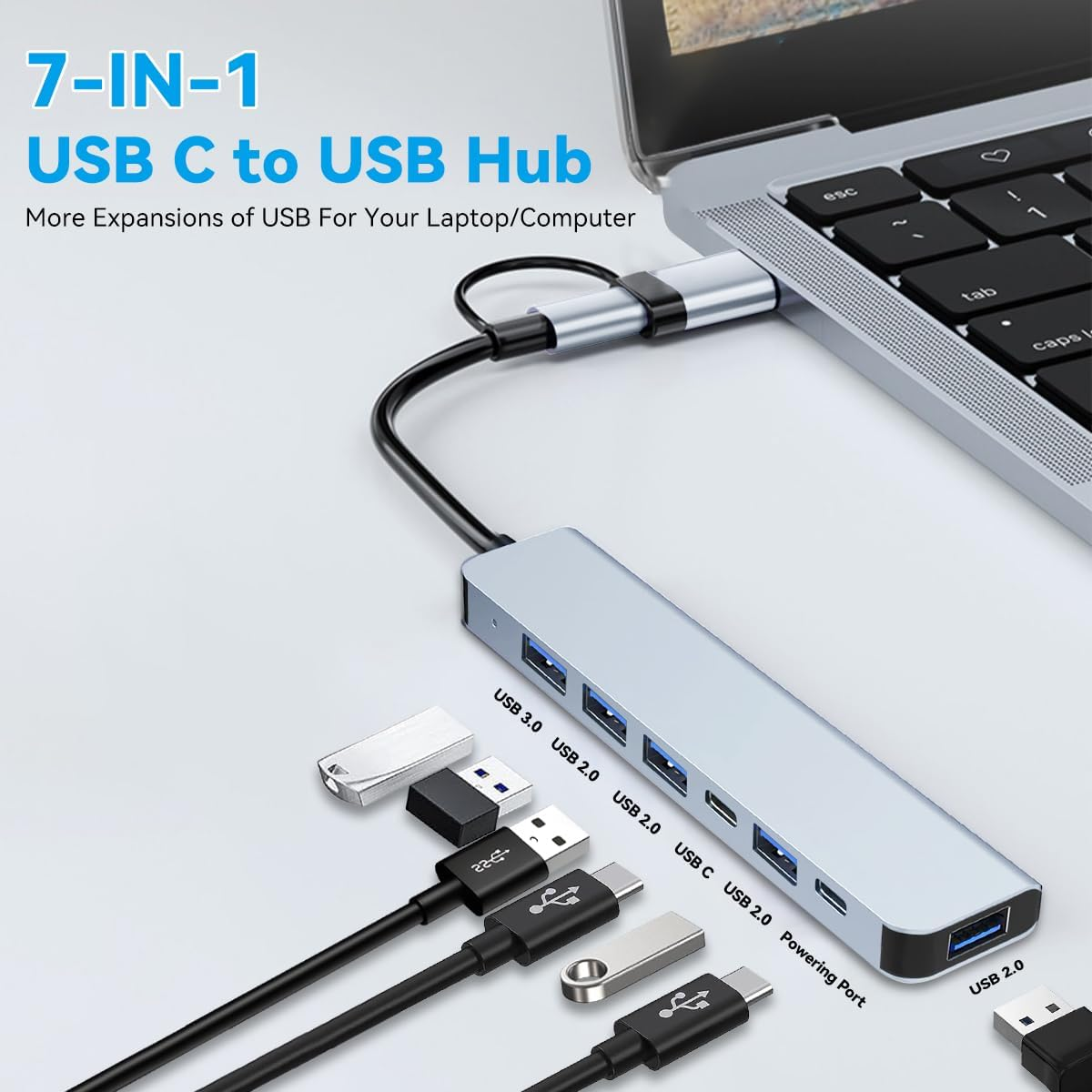 Type-C USB Port HUB Dual Head 7-in-2 Expander for Multi-Interface Hub ...
