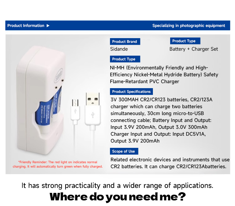 PHOTOOLEX & sidande CR2 Battery Polaroid Camera Rechargeable 3V Lithium ...