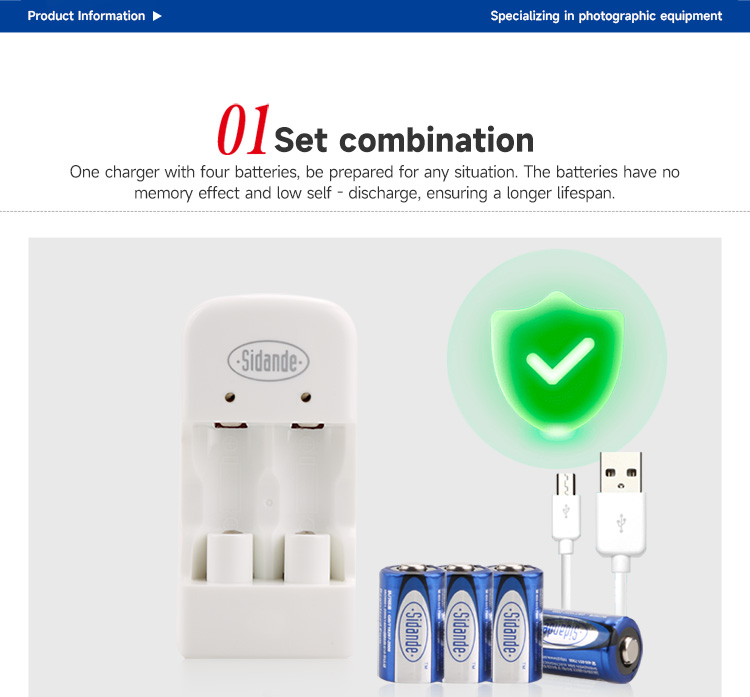 PHOTOOLEX & sidande CR2 Battery Polaroid Camera Rechargeable 3V Lithium ...