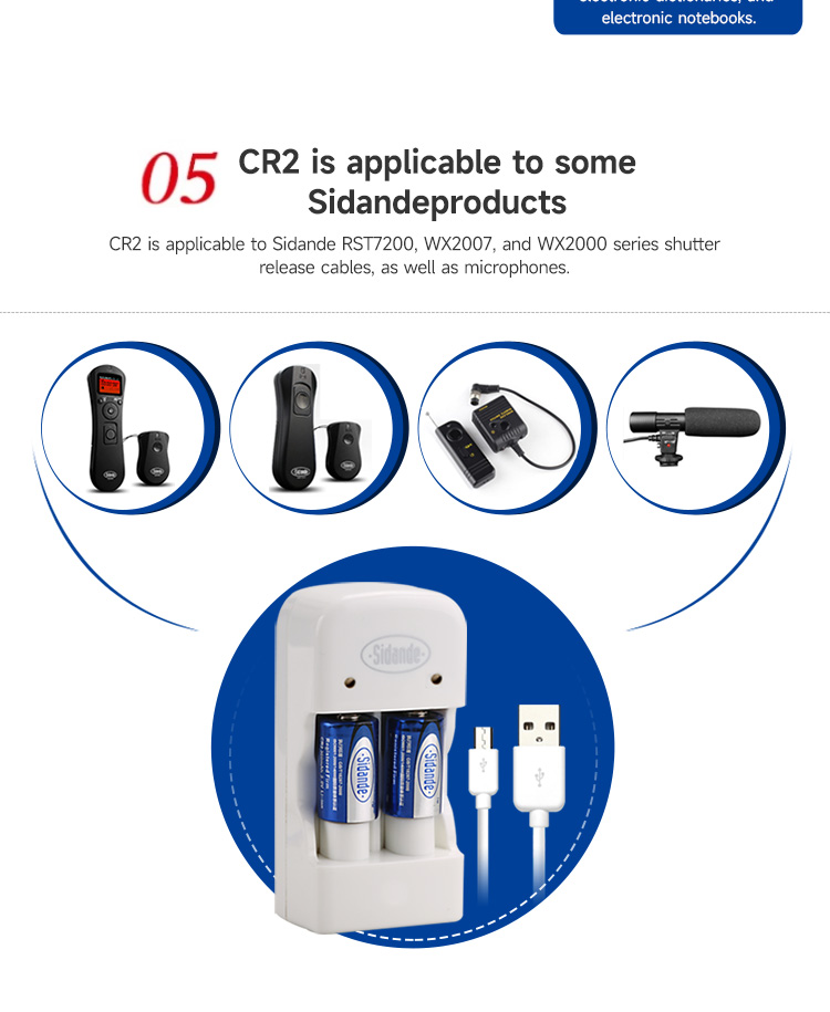 PHOTOOLEX & sidande CR2 Battery Polaroid Camera Rechargeable 3V Lithium ...