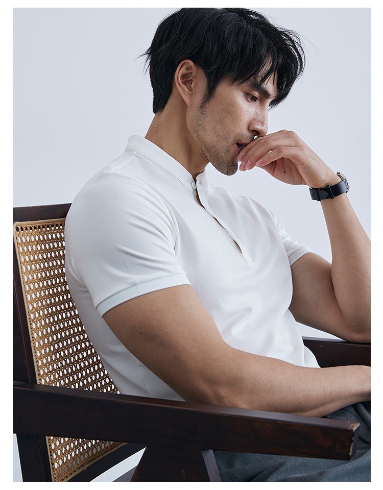 FEARLESS Premium Chinese Collar Polo Shirts for Men Plain Short Sleeve ...