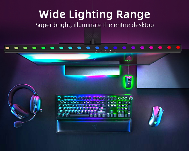 Dimmable RGB Monitor Light Bar Curved Screen Bar Computer Hanging ...