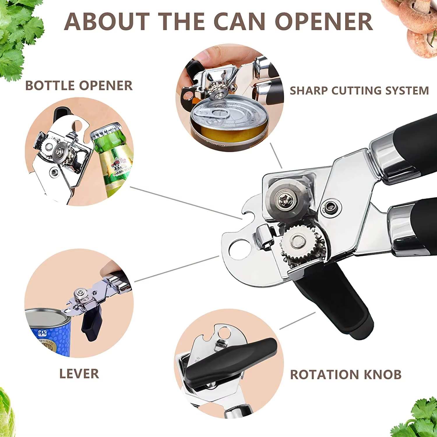 Professional Tin Manual Can Opener Multifunctional Stainless Steel Beer ...
