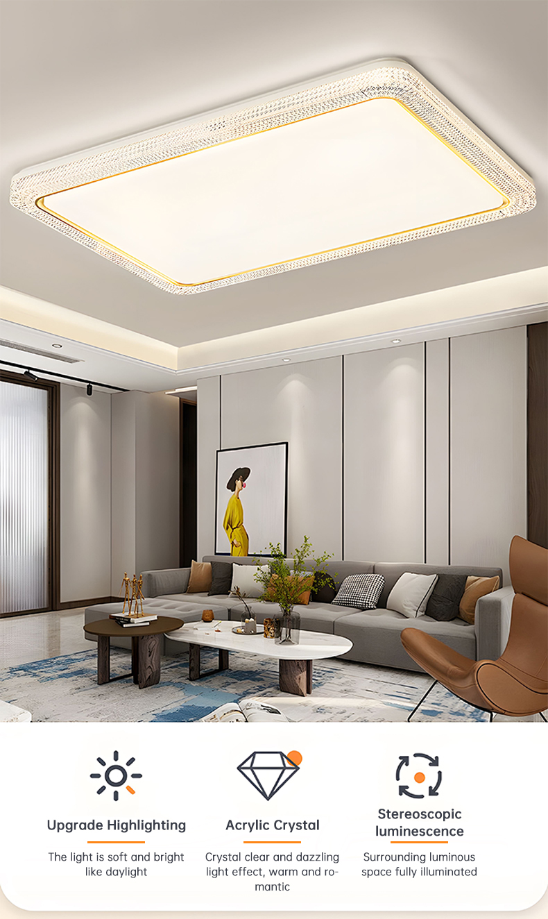 GOGEOUS 3 colors ceiling light 30/40/50/60/980 cm circle/square ceiling ...