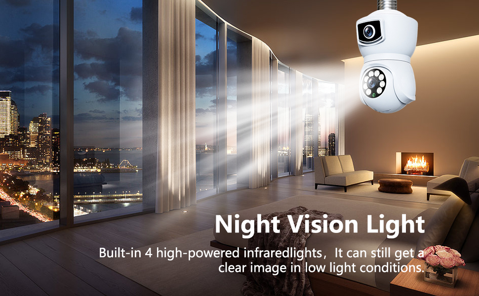 V380 SQ005 Pro 1080P Dual Lens Bulb CCTV Camera Night Vision Light 360 ...