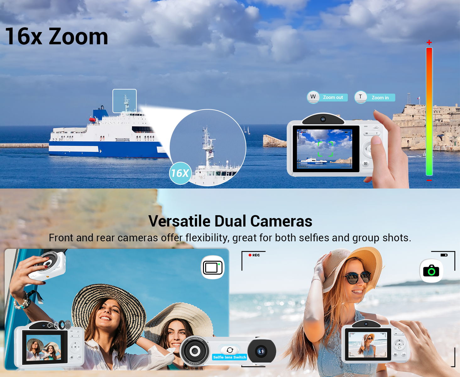 VETEK 10 Digital Camera 4K 75MP 2.8-Inch Touch Screen With Dual Lens ...