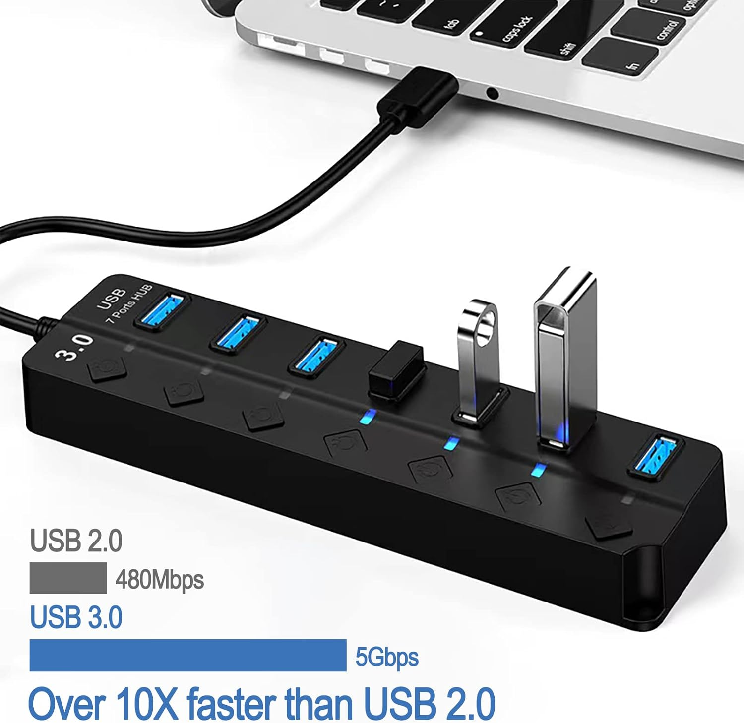 USB Port HUB 7in1 USB to USB3.0 USB2.0 Docking Station with Power ...