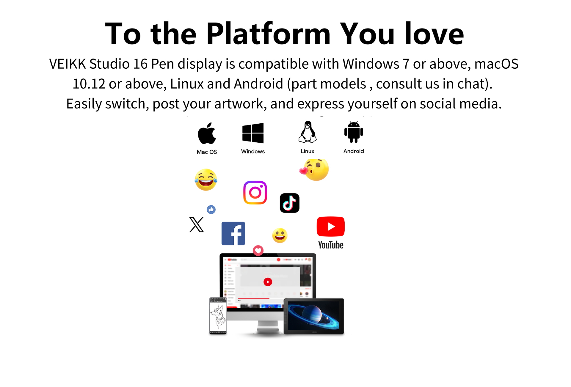 VEIKK Studio 16 Drawing Display 15.6 inch Drawing Tablet with Screen ...