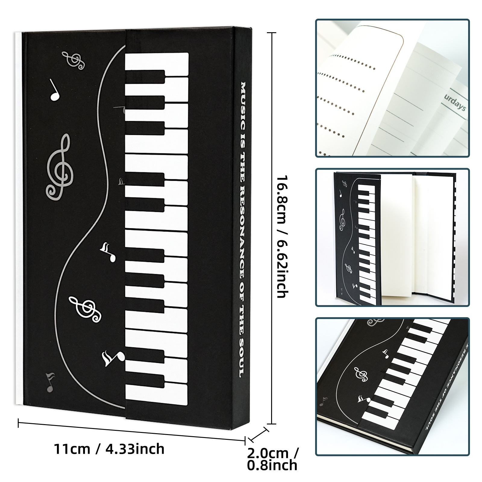 Artistic and Creative Piano Theme Hard Shell Magnetic Notebook Piano ...