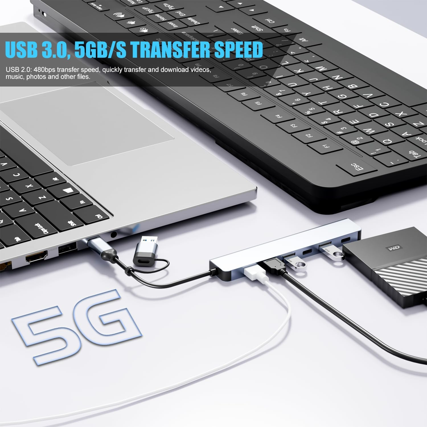 7 IN 2 Type C USB3.0 Hub High Speed Multi Splitter Adapter OTG For ...